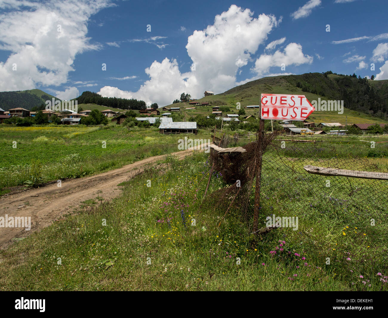 Kvemo Omalo (Lower Omalo), the capital of Tusheti region in Georgia ...