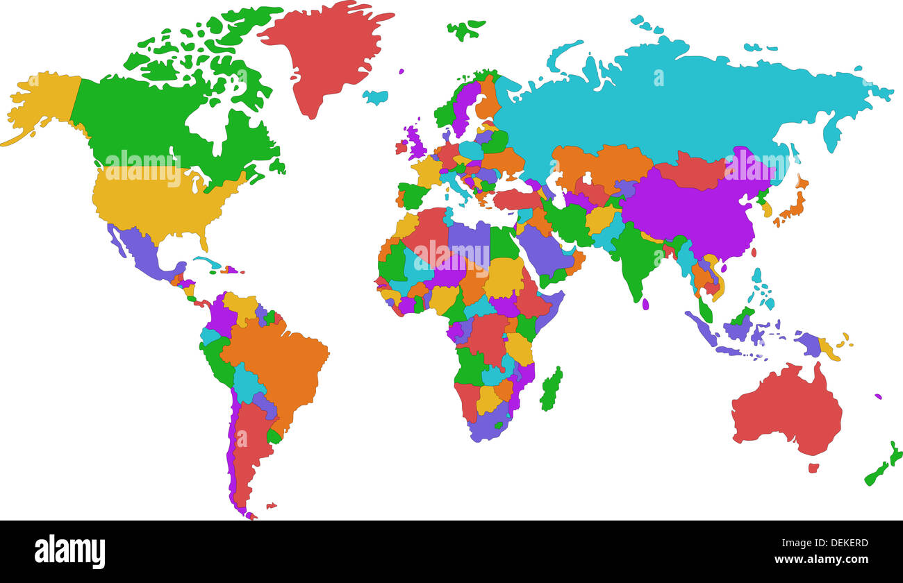 World map vector countries outline hi-res stock photography and images ...