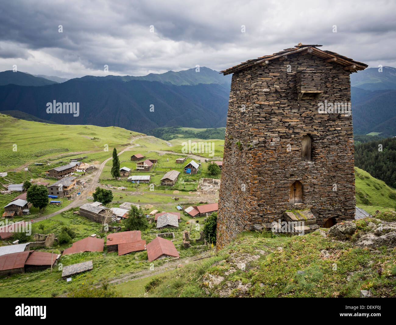 Famous defensive towers in Zemo Omalo (Keselo) in Tusheti region ...