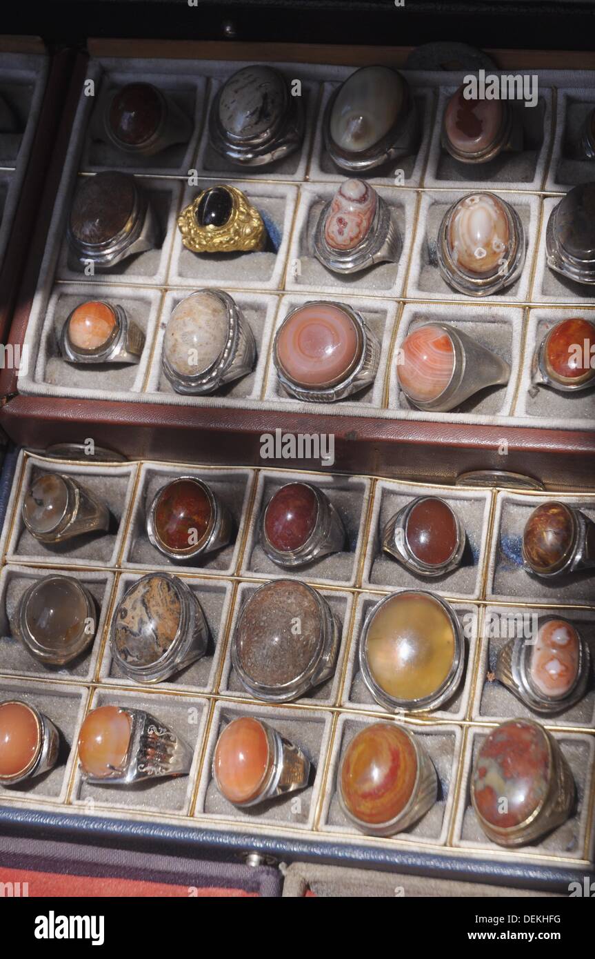 Ubud (Bali, Indonesia): typical Indonesian rings for men, sold at the ...