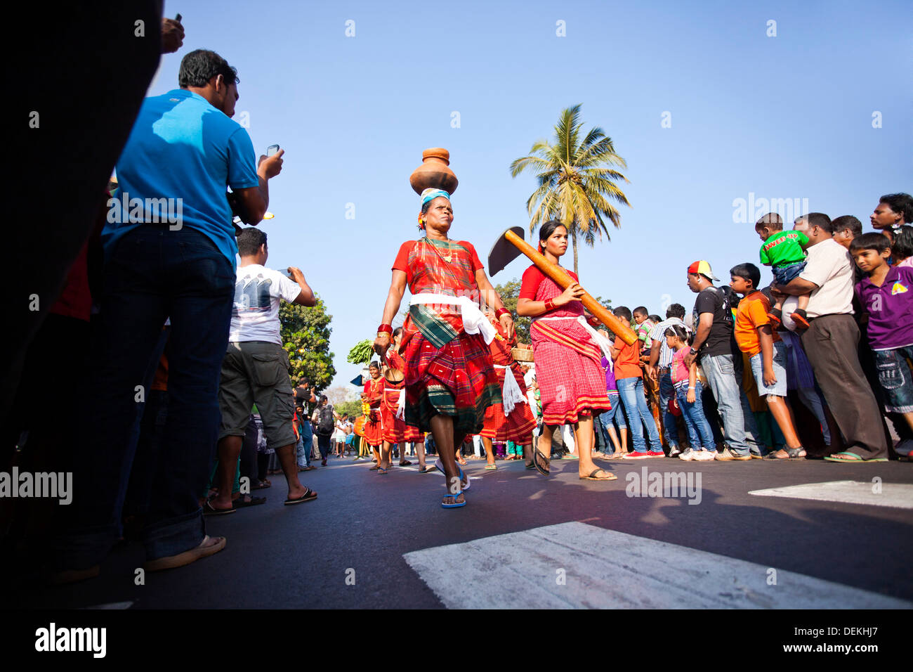 People at traditional procession in a carnival, Goa Carnivals, Goa ...