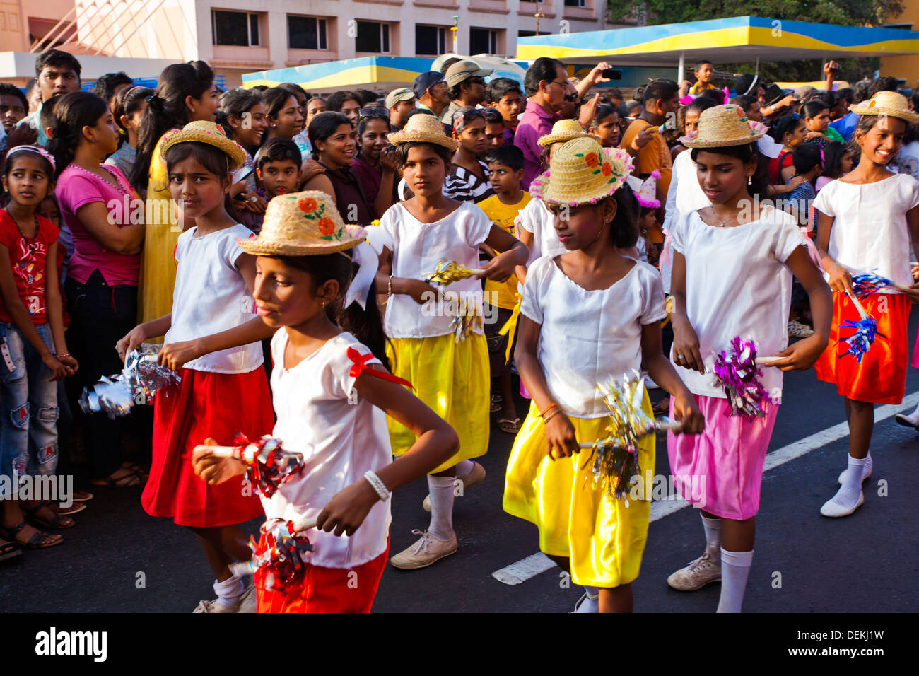 Girls walking in a parade at carnival, Goa Carnivals, Goa, India Stock ...