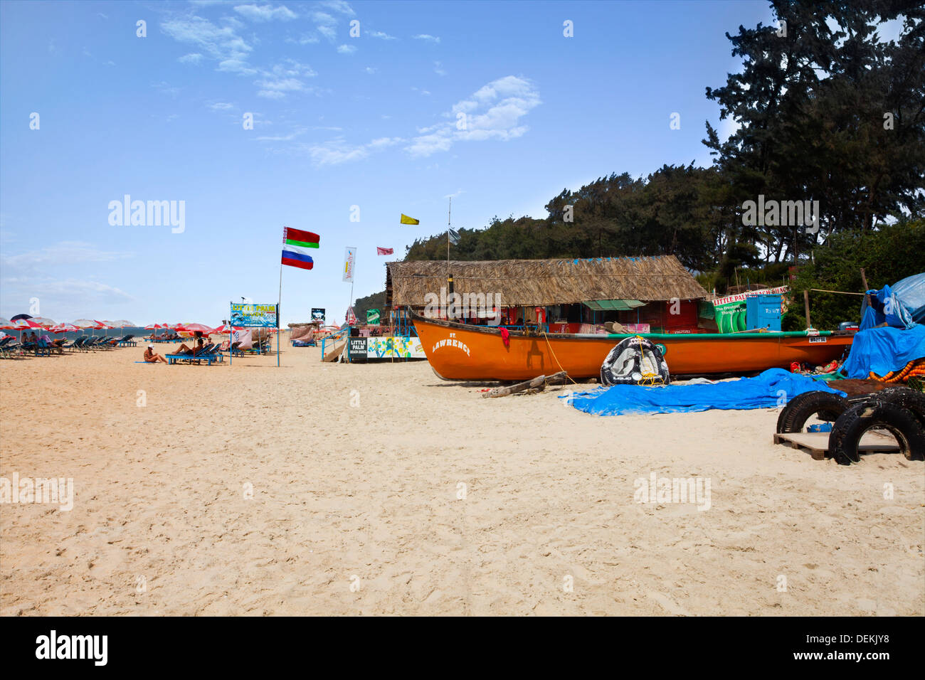 Boat on the beach, Betalbatim Beach, Salcetta, South Goa, Goa, India ...