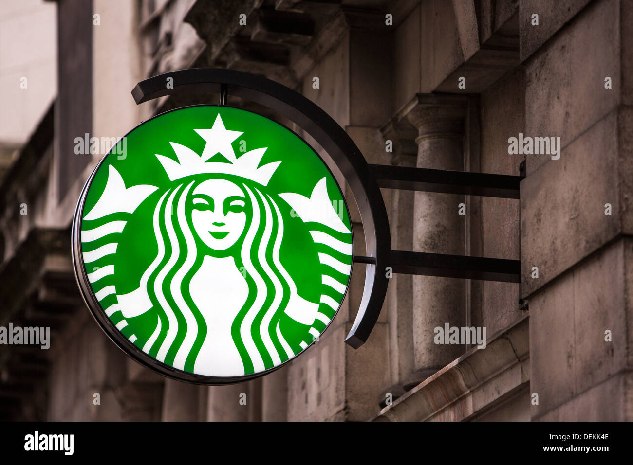 The Starbucks sign outside a coffee shop in the City of London Stock ...
