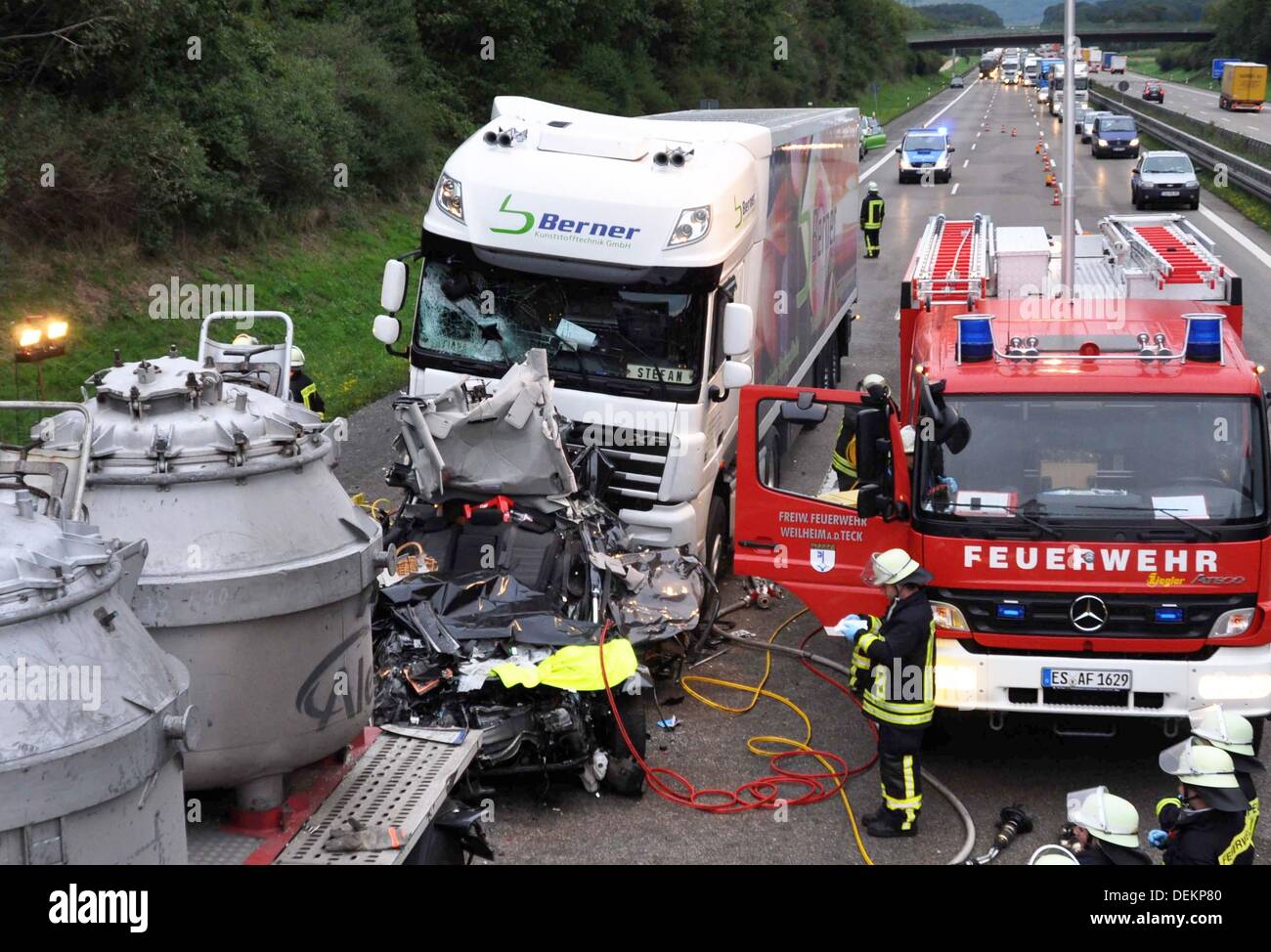 The crash site on Autobhan A8 near Kirchheim unter Teck, Germany, 20 ...