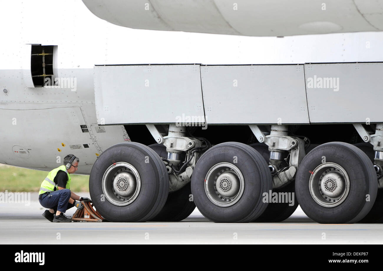 Strategic airlift jet aircraft Antonov An-124 Ruslan landed with the ...