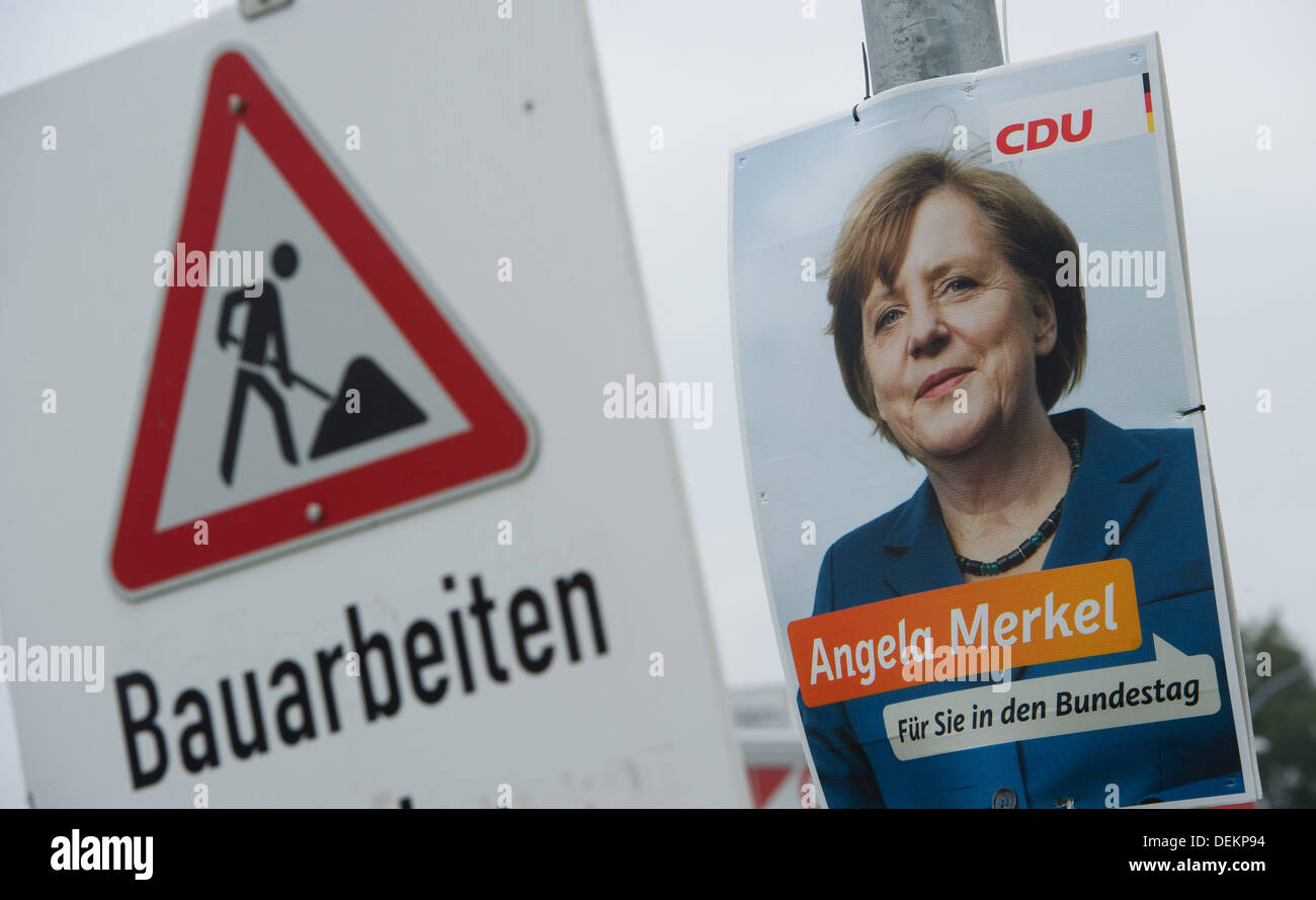 A CDU election campaign poster with the picture of German Chancellor ...