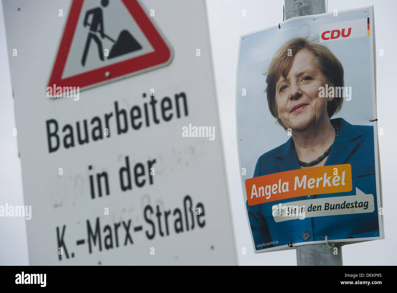 A CDU election campaign poster with the picture of German Chancellor ...