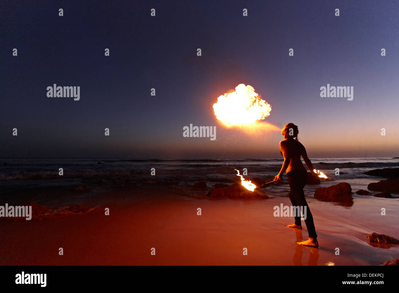 Woman breathing fire hi-res stock photography and images - Alamy