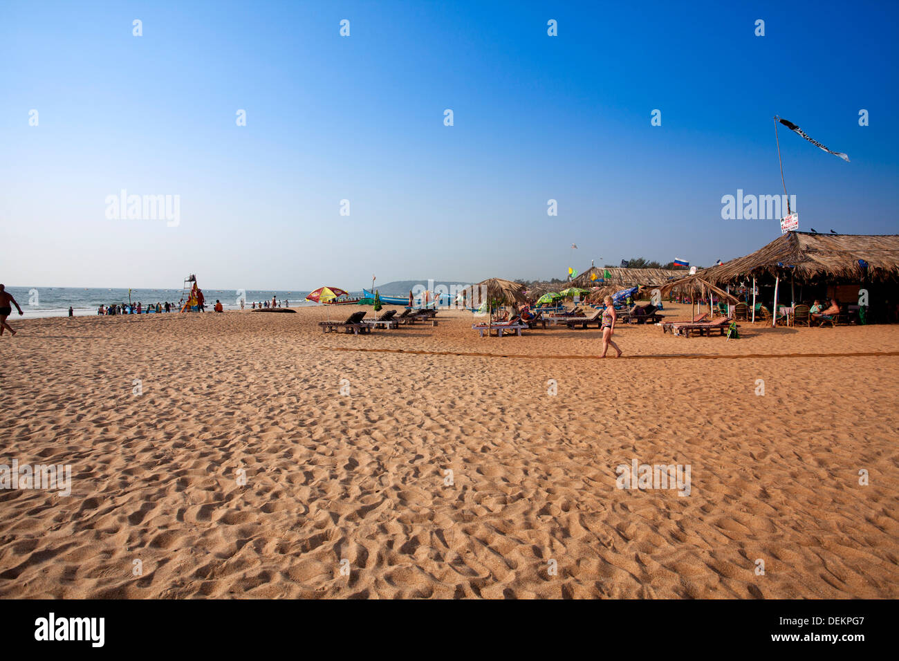 Tourist resort on the beach, Calangute Beach, Calangute, North Goa, Goa ...