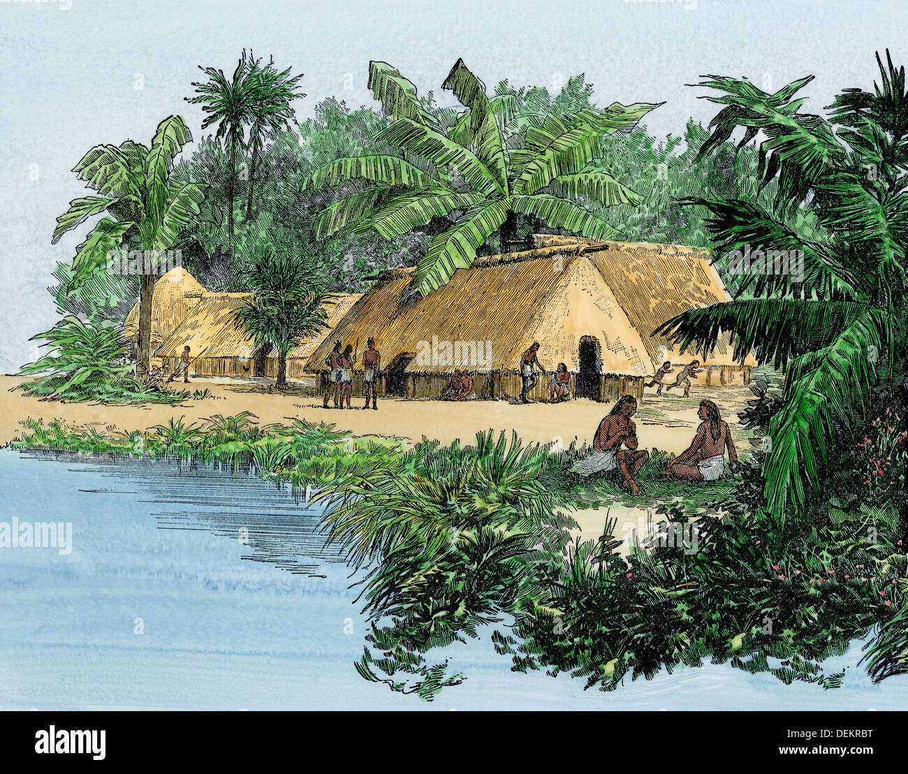 Native village in Panama at the time of Balboa's expedition, early ...