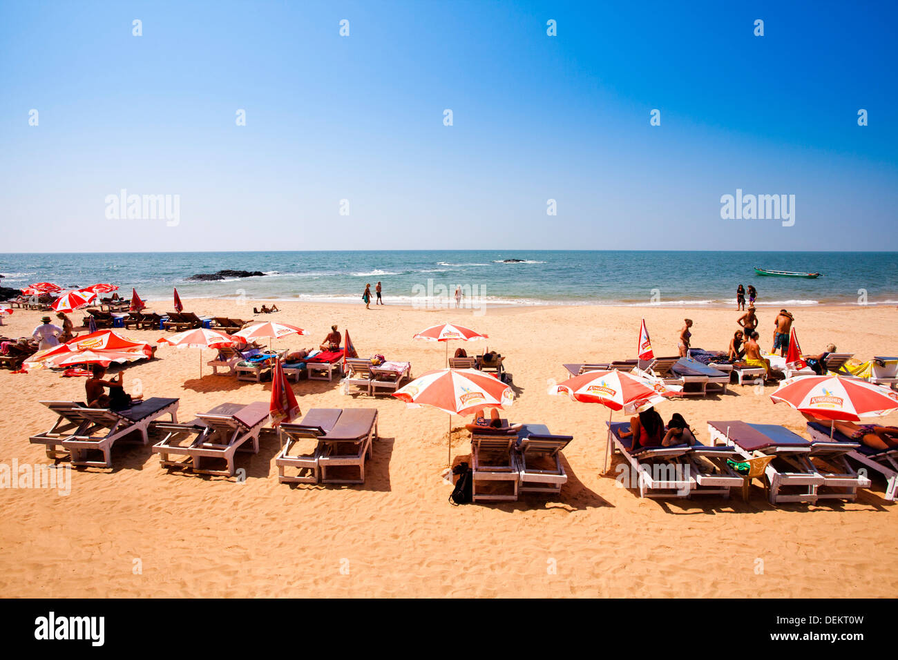 Tourists on the beach, Shiva Valley, Anjuna, North Goa, Goa, India ...