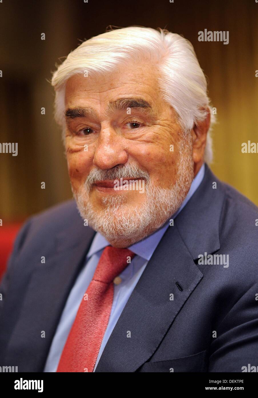 Actor Mario Adorf smiles after an interview with the dpa about his ...