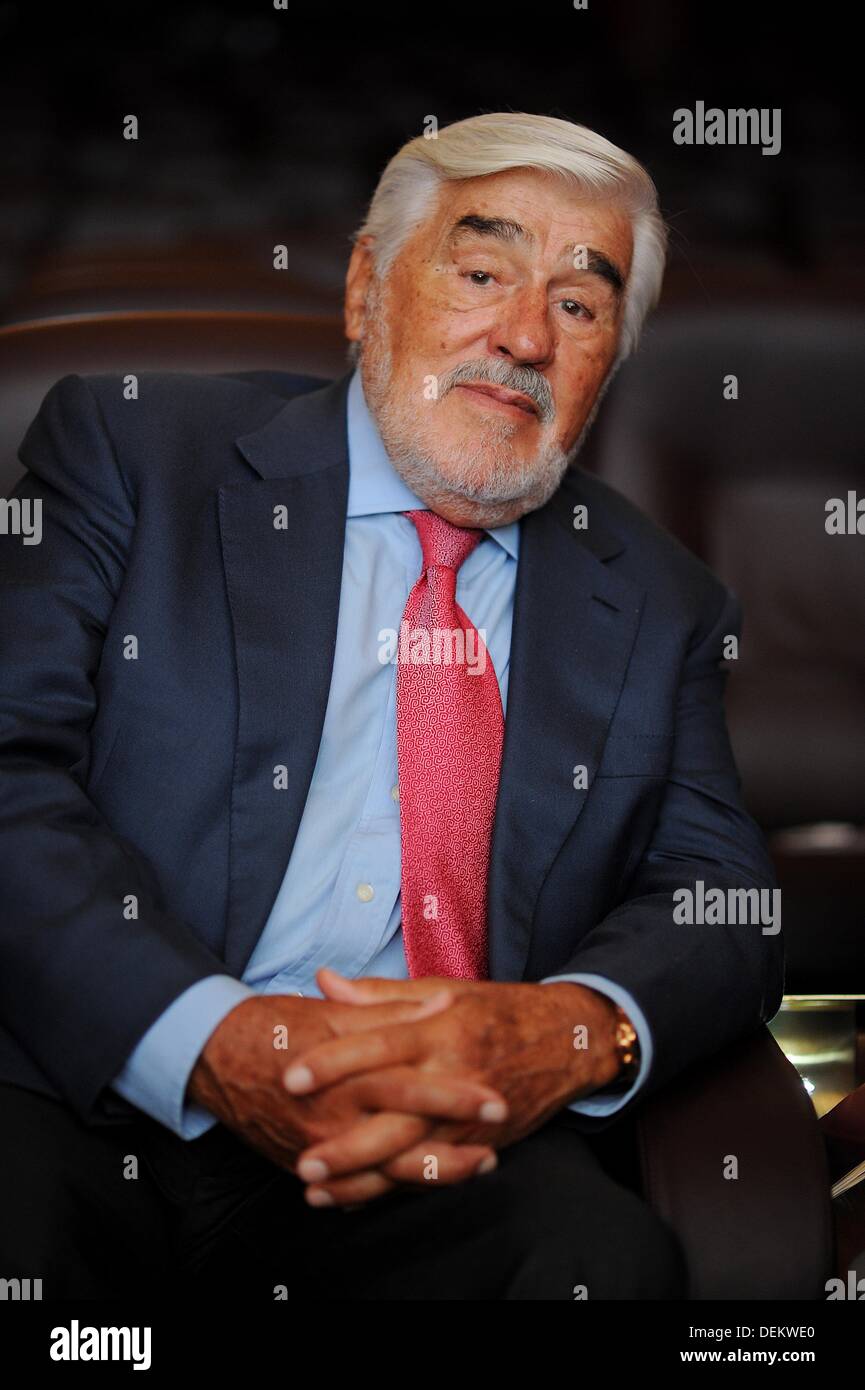 Actor Mario Adorf smiles after an interview with the dpa about his ...