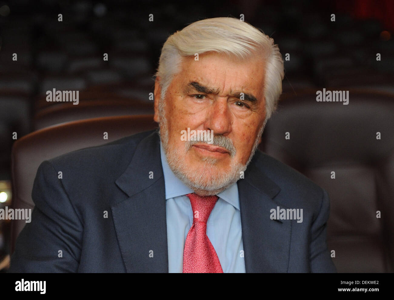 Actor Mario Adorf smiles after an interview with the dpa about his ...