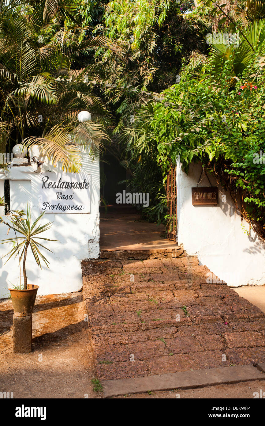 Entrance of a restaurant, Casa Portuguesa, Calangute, North Goa, Goa ...