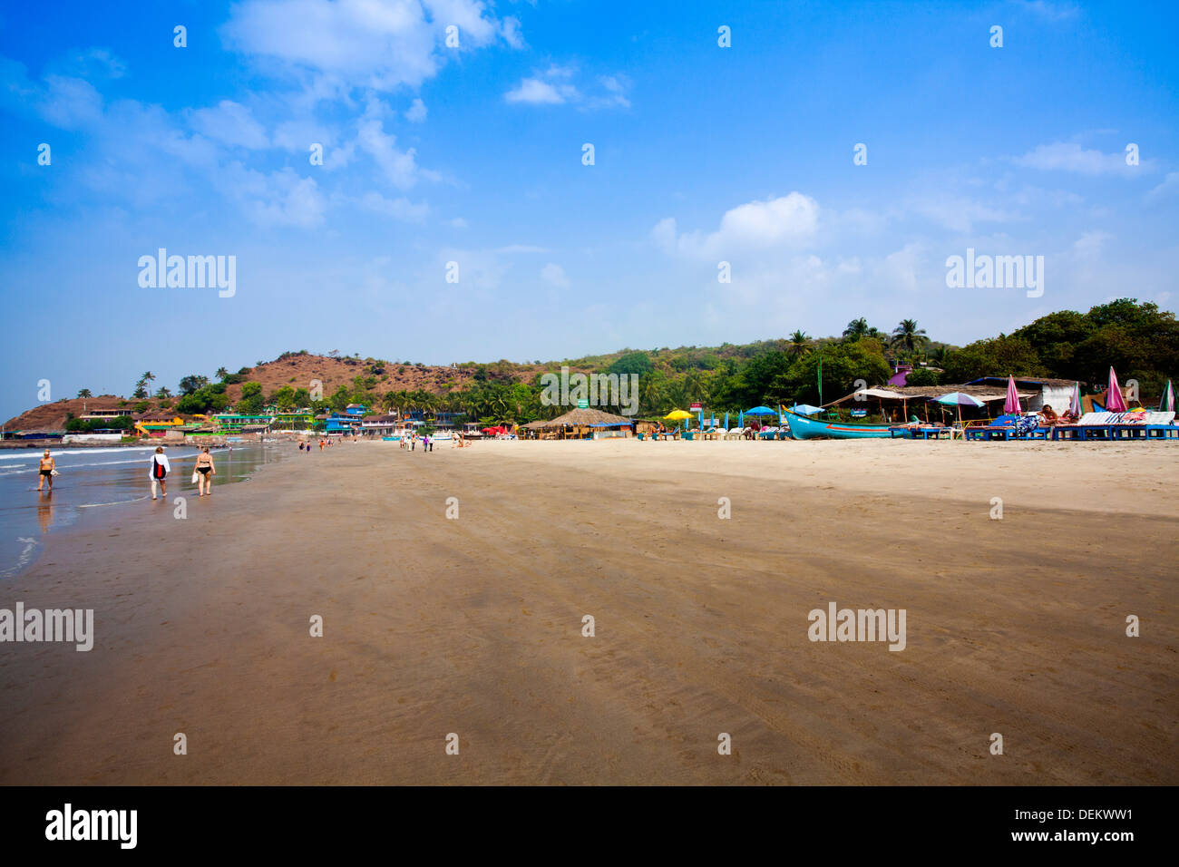 Tourists on the beach, Arambol Beach, Arambol, North Goa, Goa, India ...