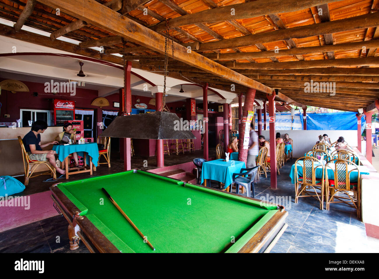 Interiors of a restaurant, Rice Bowl Restaurant, Arambol, North Goa ...