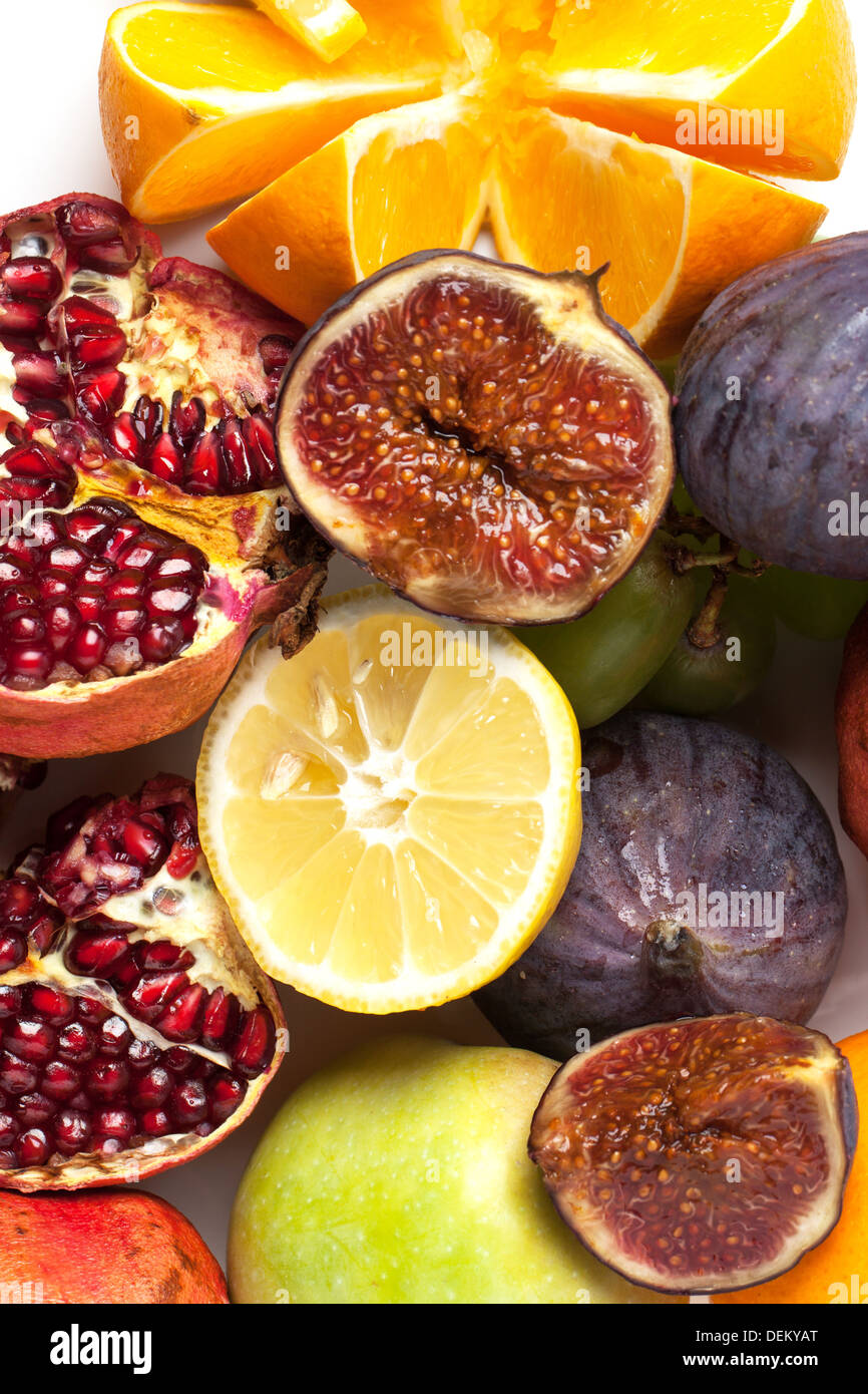 Top view on group of fresh fruits over white Stock Photo - Alamy
