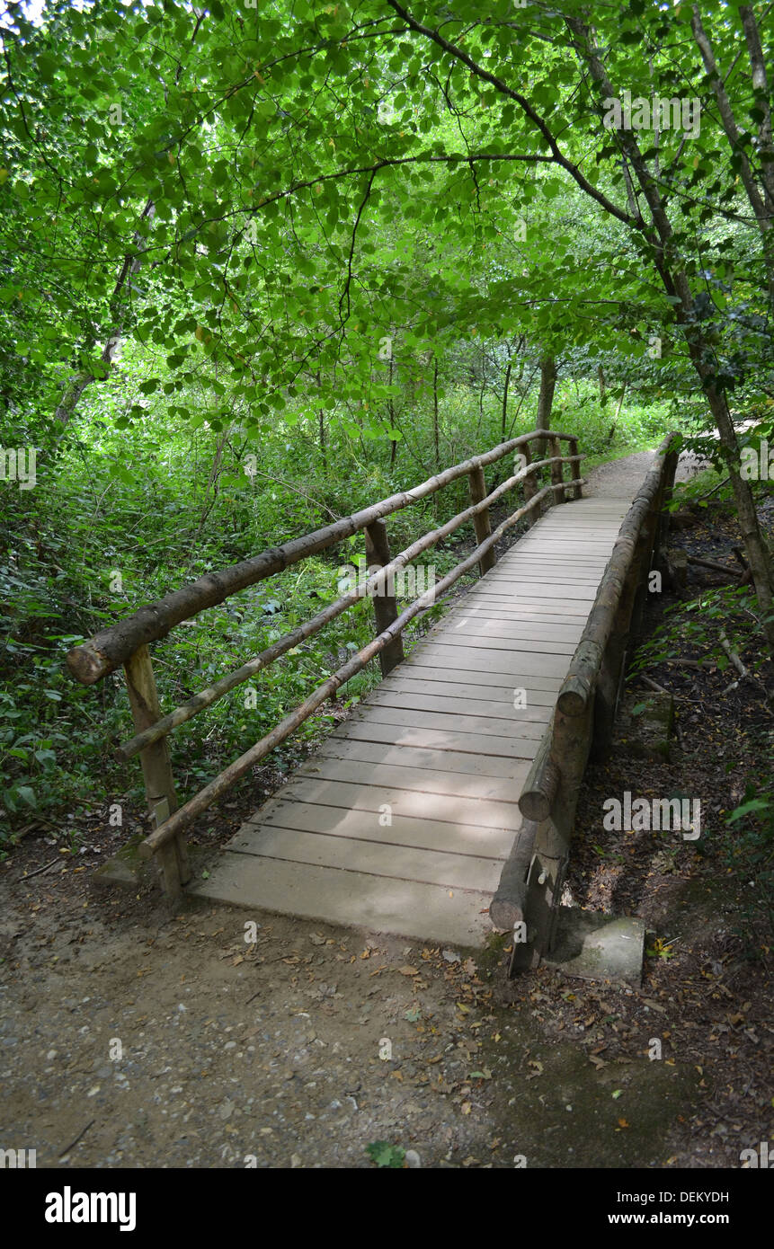 Rustic wooden bridge hi-res stock photography and images - Alamy