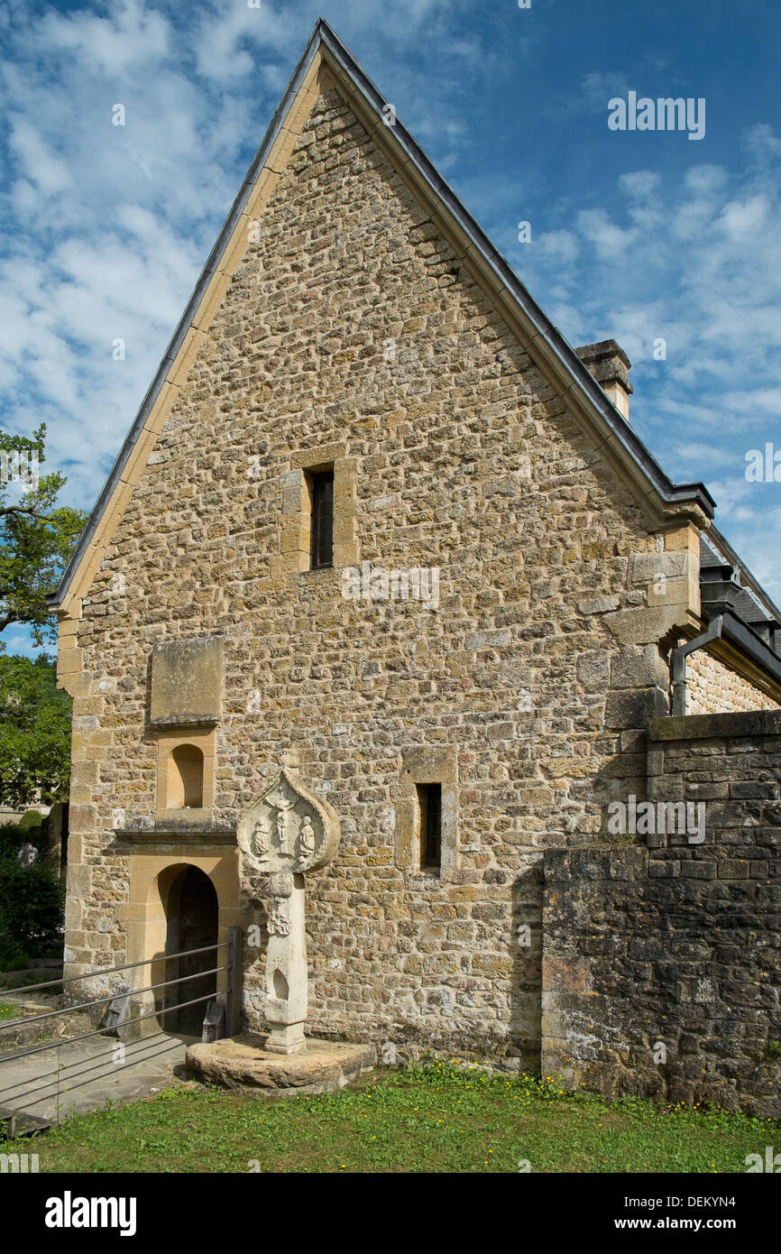 old stone chapel gable wall Stock Photo - Alamy