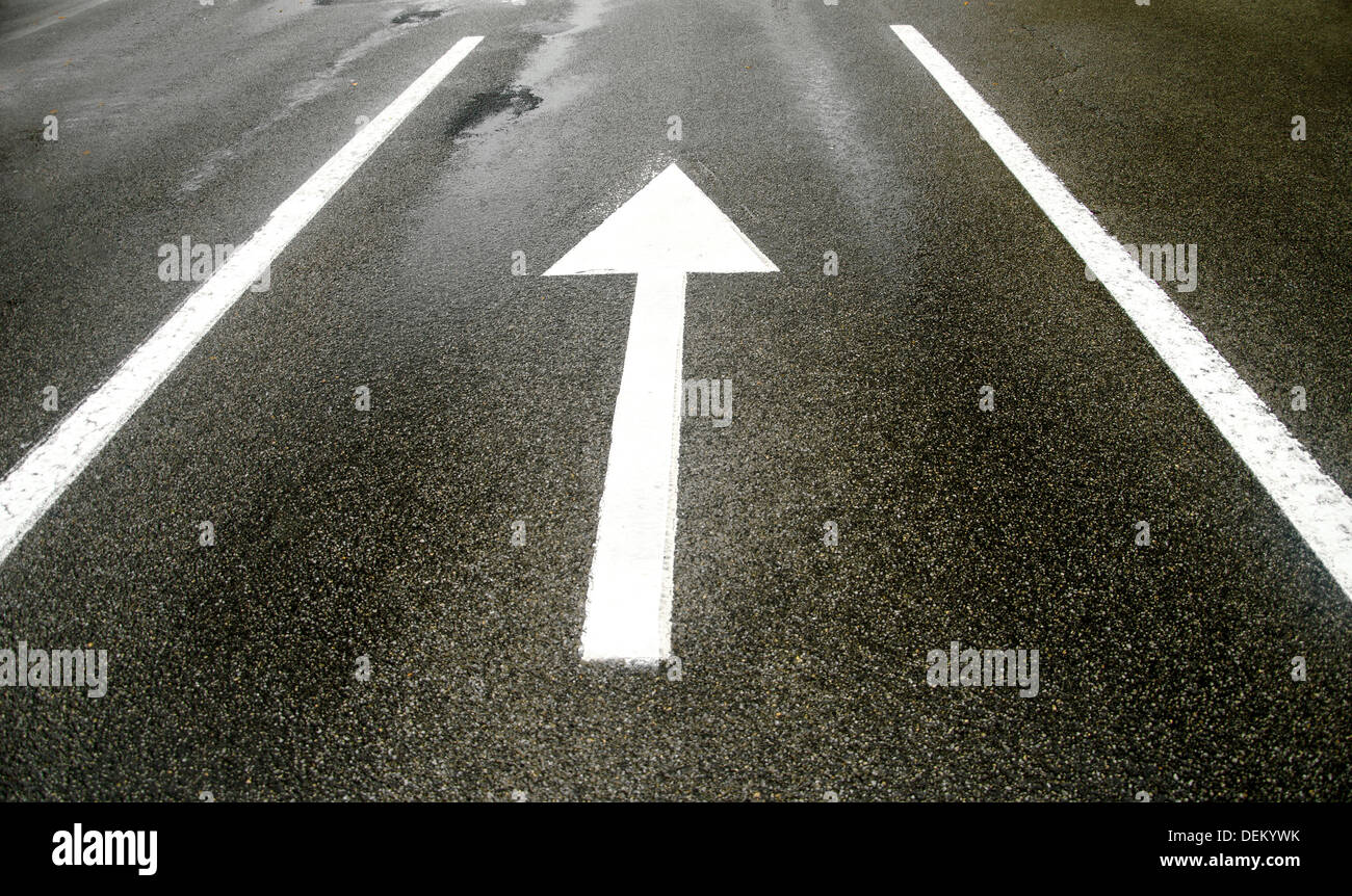 Road lanes with arrow marking in the street Stock Photo - Alamy