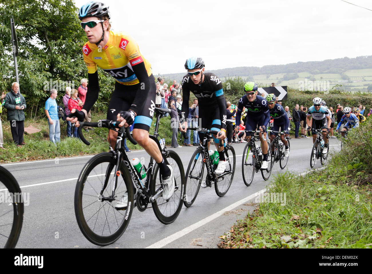A373 near Honiton Devon, UK. 20th September 2013. Crowds cheer as Sir ...