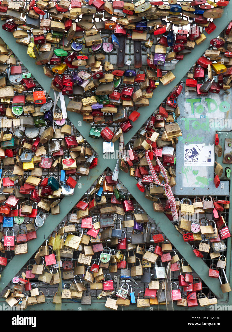 padlocks on the railway bridge in Cologne Germany left as love tokens ...