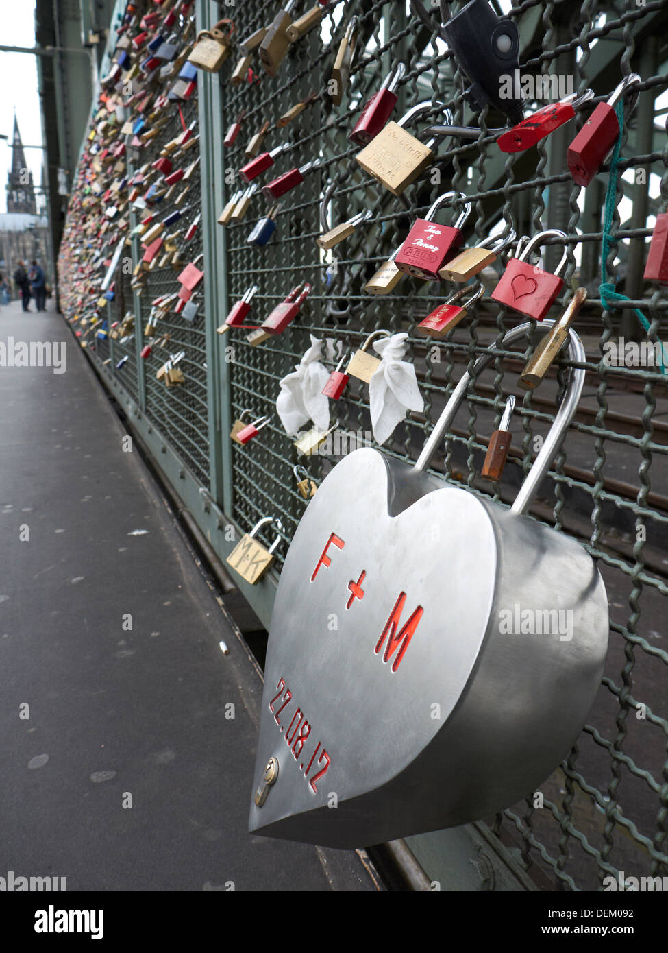 padlocks on the railway bridge in Cologne Germany left as love tokens ...