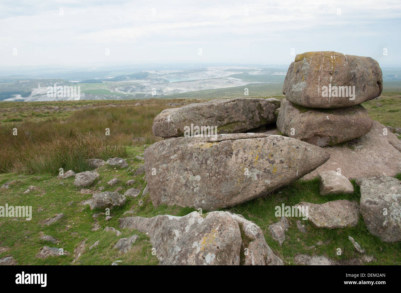 View south and west from Shell Top towards Lee Moor china-clay works ...