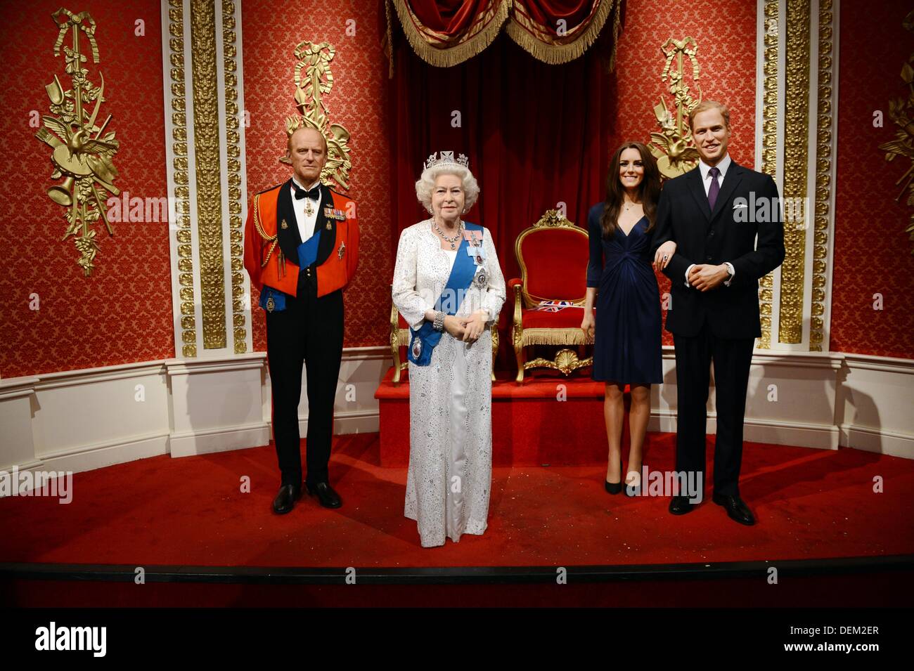 The wax figures of Prince Philip, Duke of Edinburgh (L-R), Queen ...