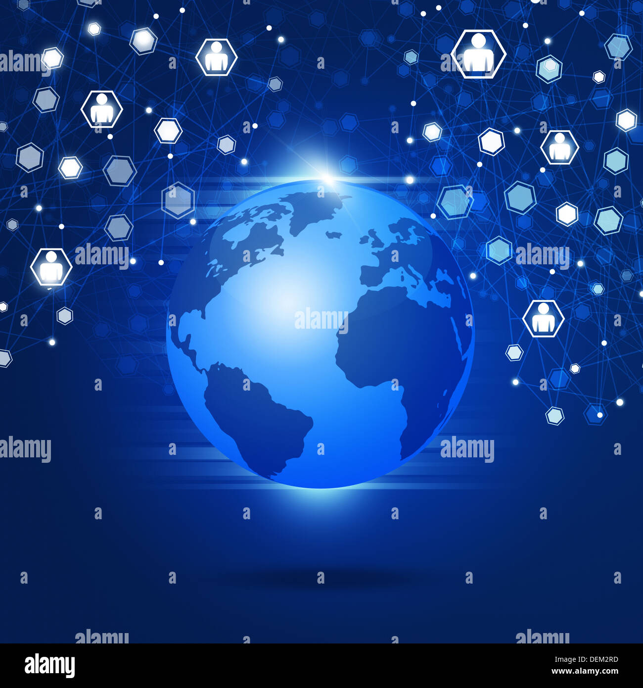 abstract people global connections concept blue background Stock Photo ...