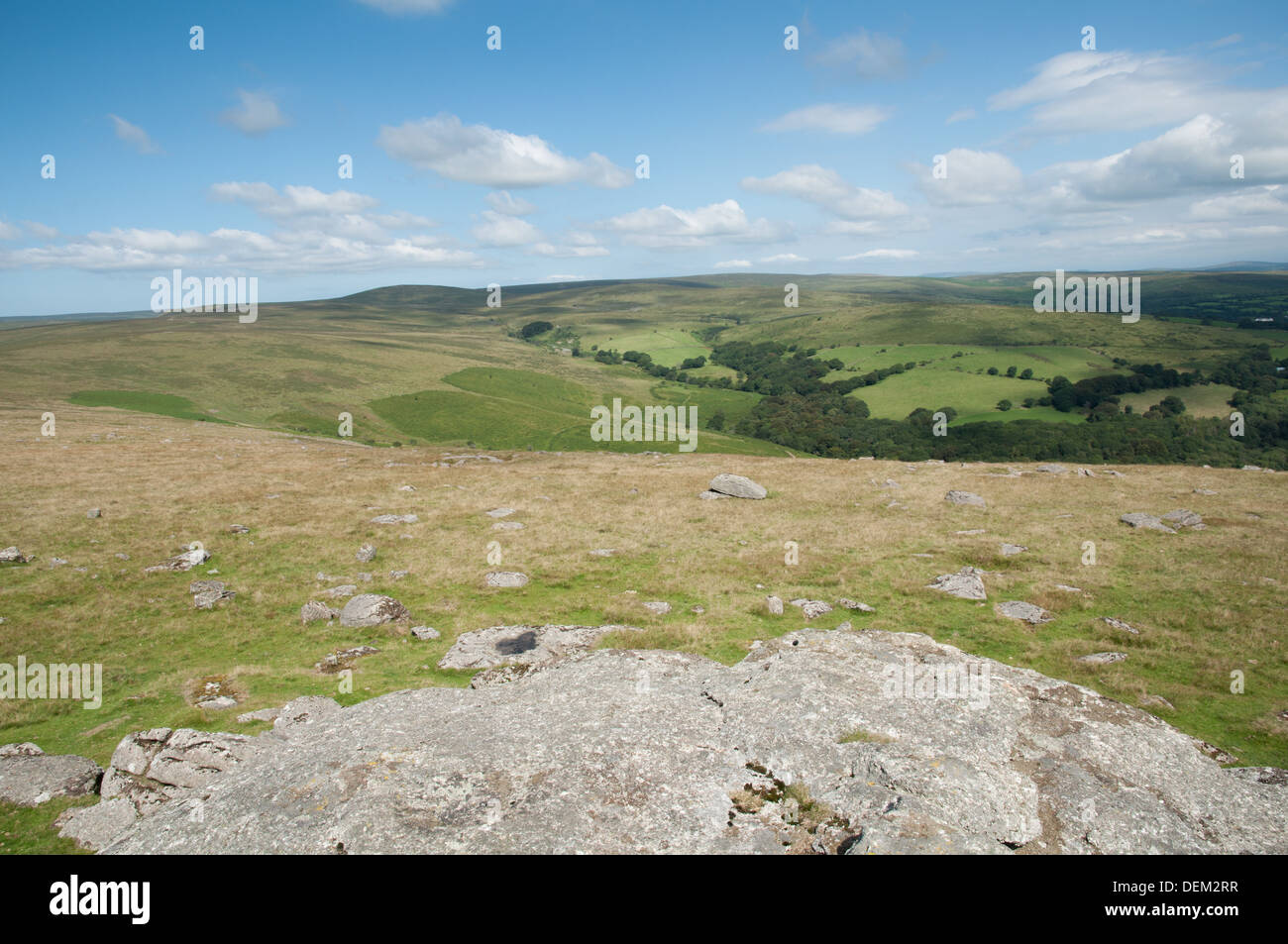 View north towards Glazemeet from Ugborough Beacon. Bronze age ...