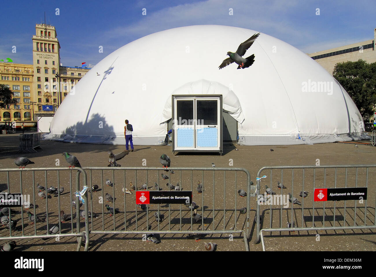 Inflatable tent. Plaça de Catalunya. Barcelona. Catalonia. Spain Stock ...