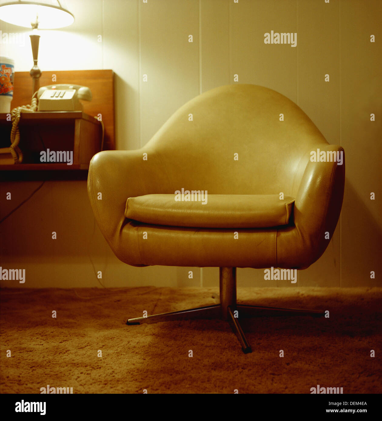 Leather Swivel Chair in Hotel Room Stock Photo - Alamy