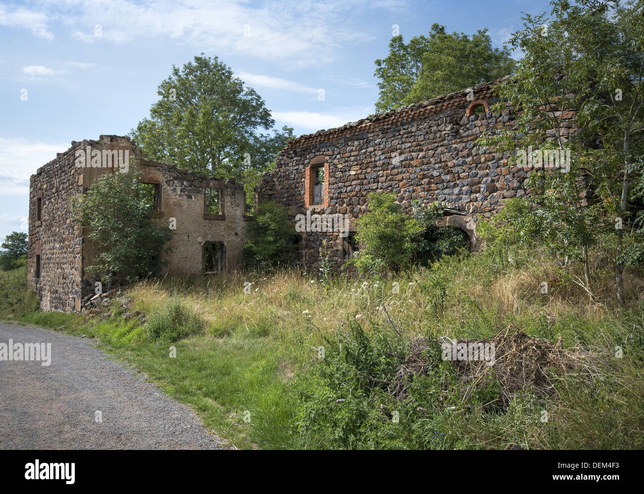 A derelict farmhouse on the GR65 route, The Way of St James in Le Chier ...