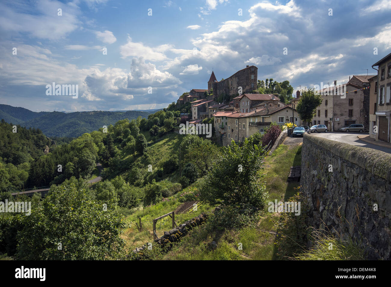 The picturesque village of St-Privat-d'Allier on the GR65 route, The ...