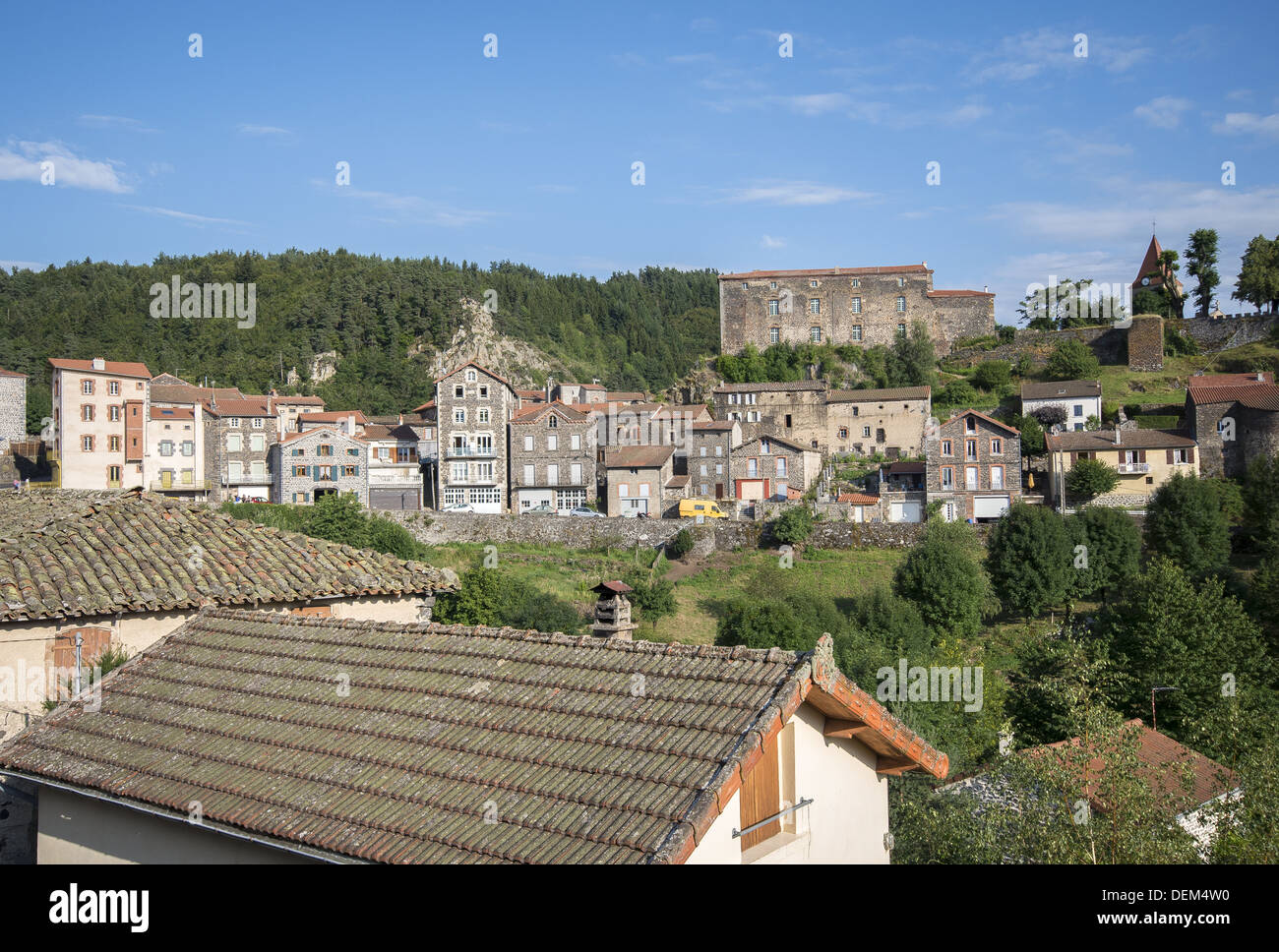 The picturesque village of St-Privat-d'Allier on the GR65 route, The ...