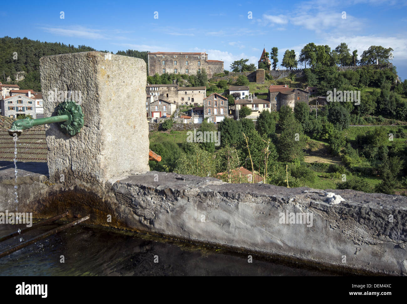 The picturesque village of St-Privat-d'Allier on the GR65 route, The ...