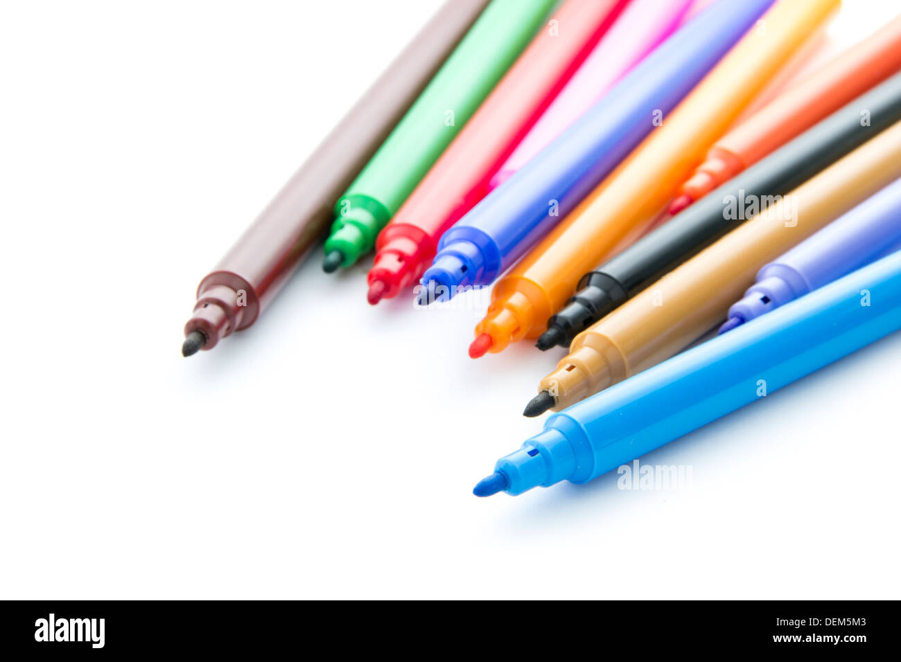 colorful markers isolated on white background Stock Photo - Alamy