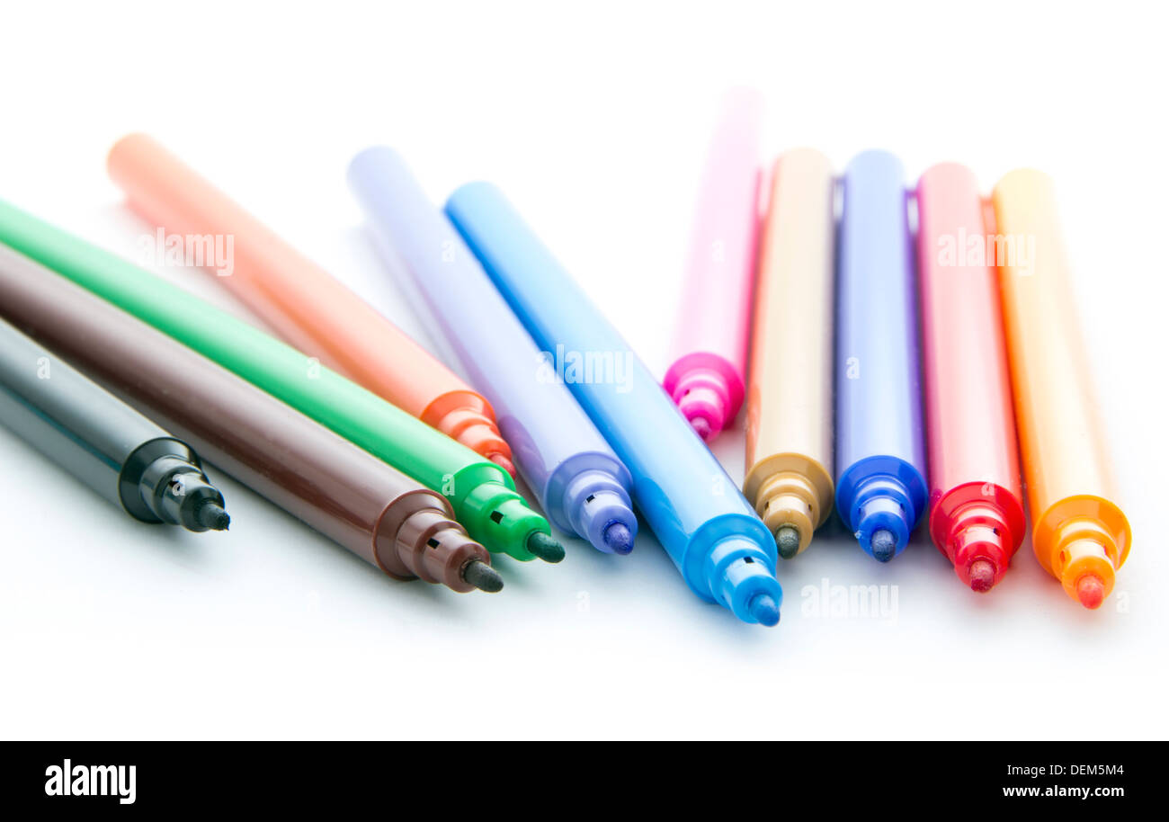 colorful markers isolated on white background Stock Photo - Alamy