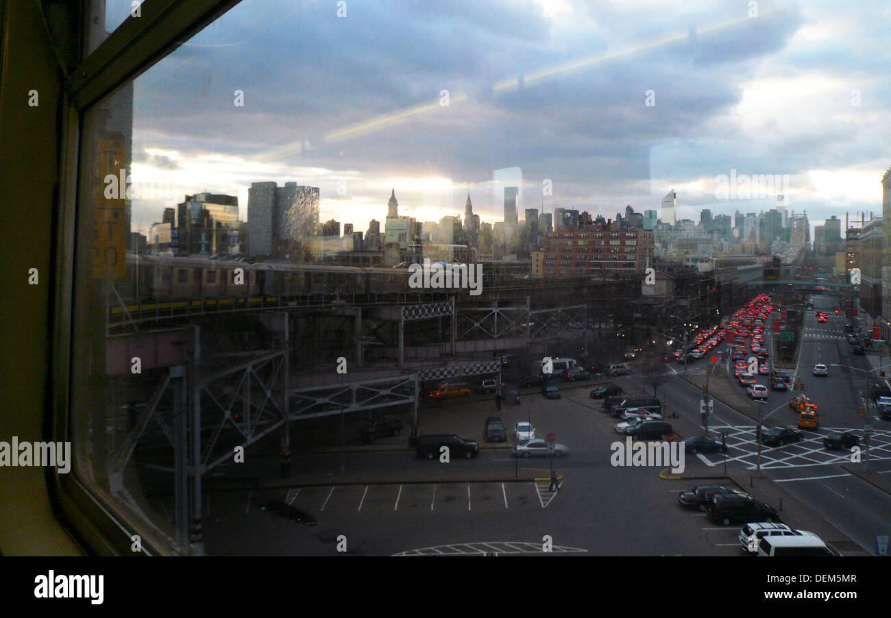 New york city skyline through clouds hi-res stock photography and ...
