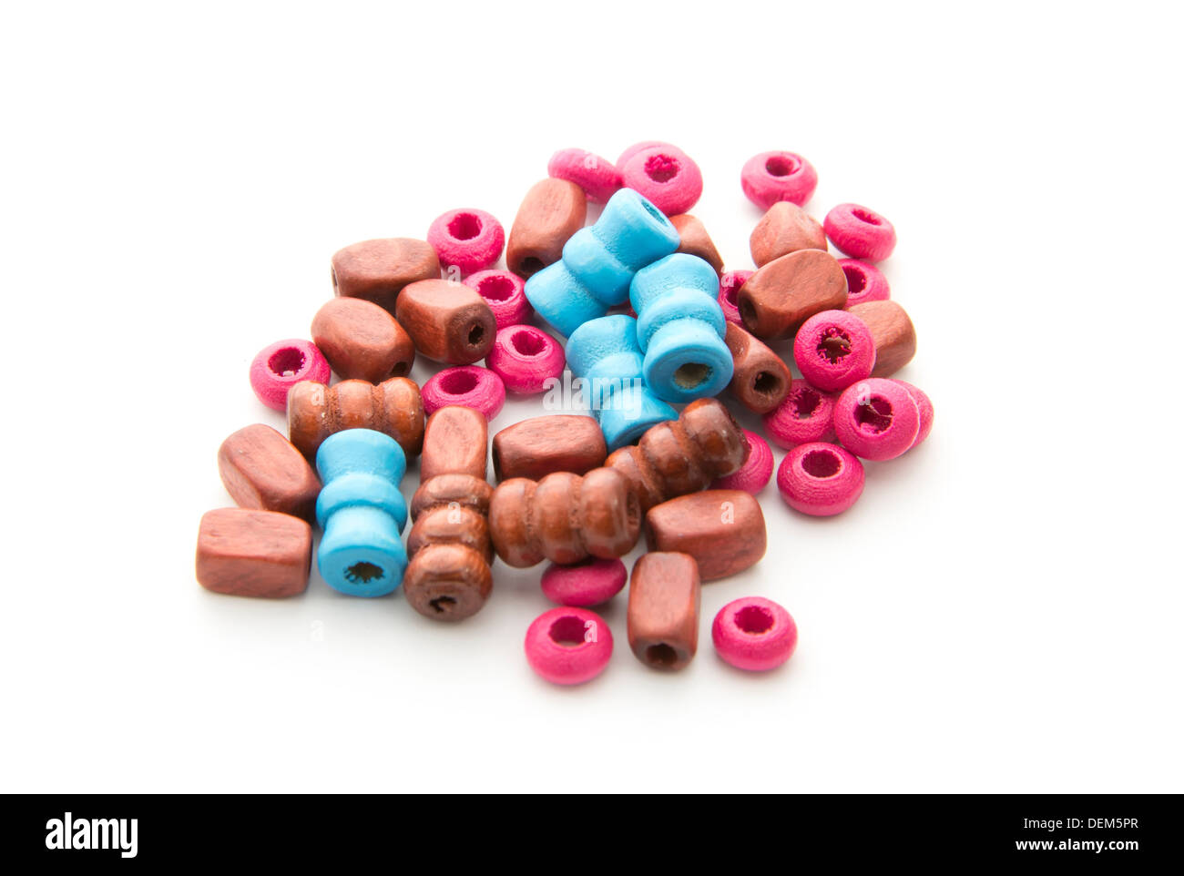 colorful wooden beads isolated on white background Stock Photo - Alamy