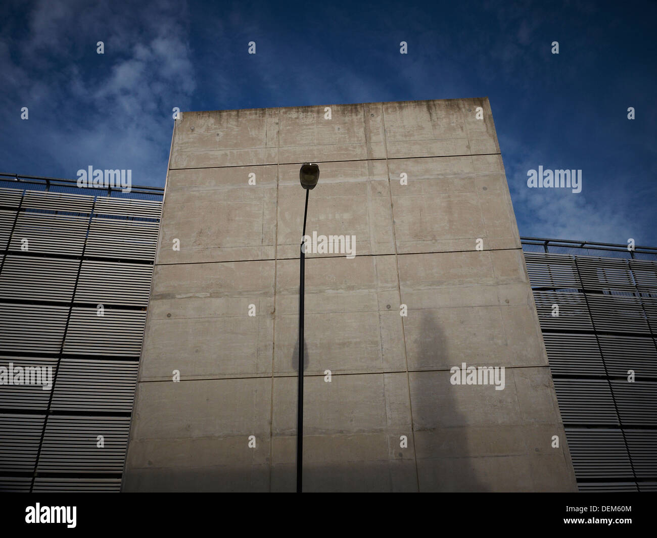 Street light and concrete wall in Manchester UK Stock Photo - Alamy