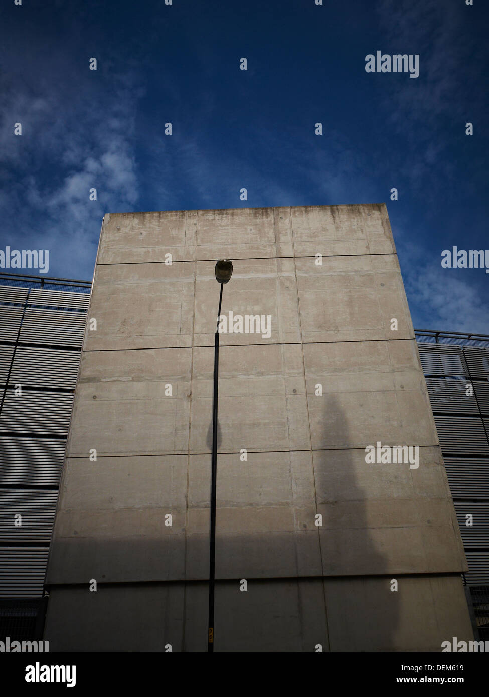 Street light and concrete wall in Manchester UK Stock Photo - Alamy