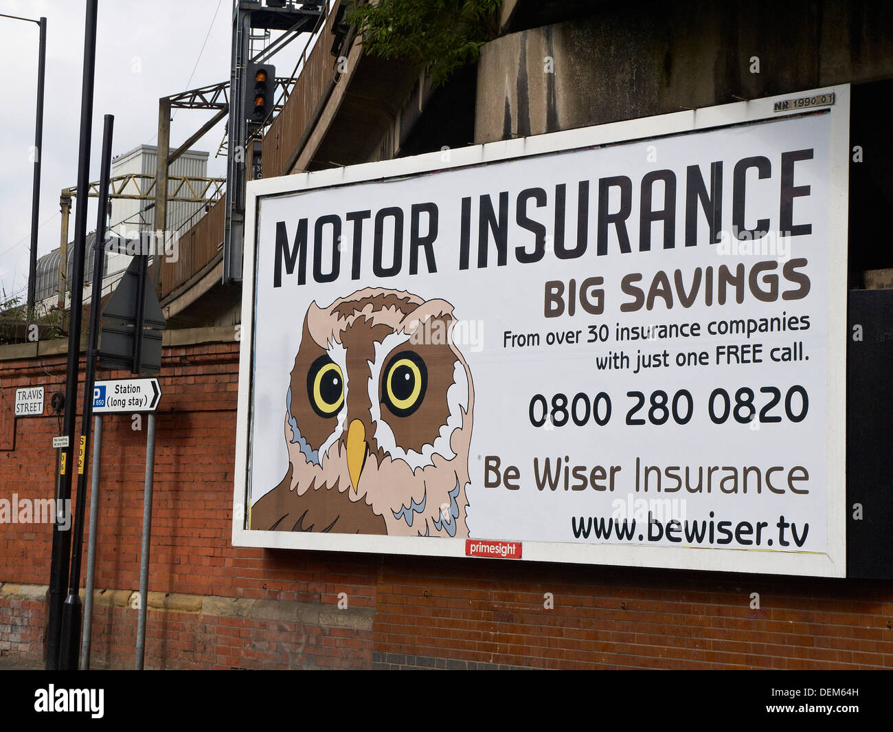 Billboard, advertising Be Wiser motor insurance in Manchester UK Stock ...