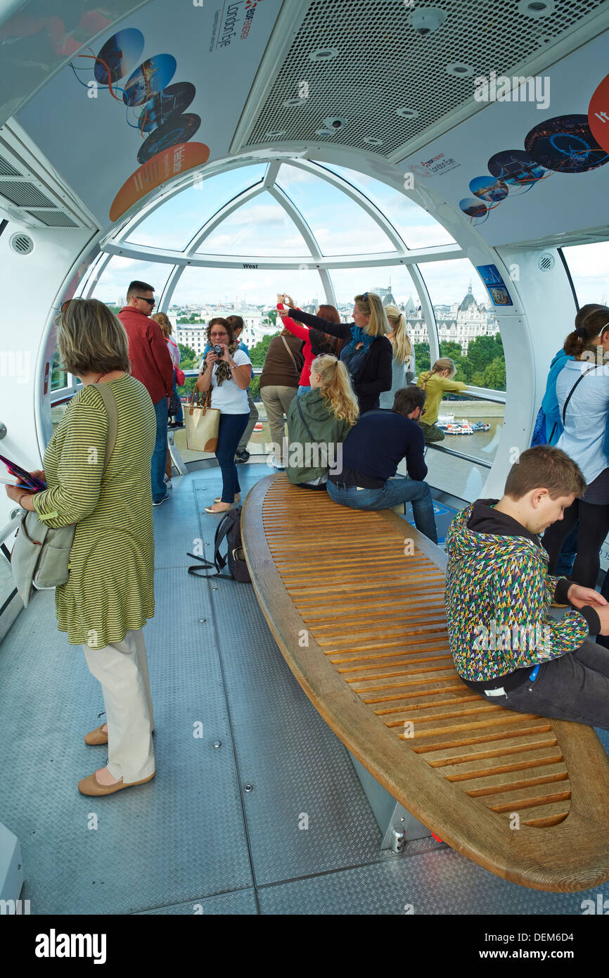 Inside a capsule on the London Eye County Hall Westminster London UK ...