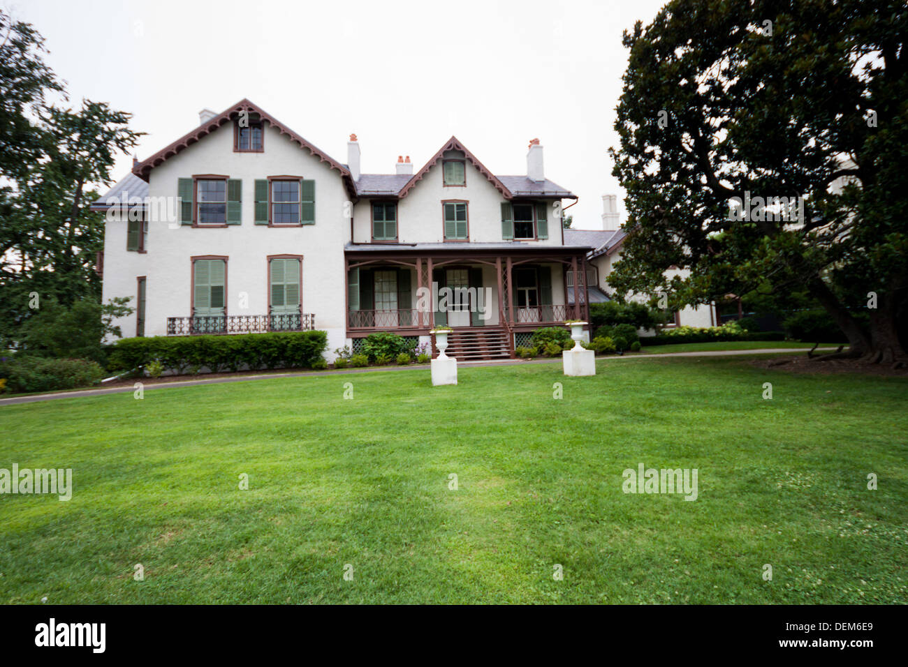 View of View of Lincoln Cottage with the porch that faces Washington DC ...