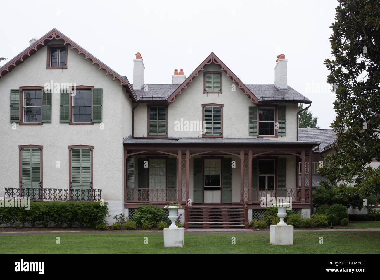View of View of Lincoln Cottage with the porch that faces Washington DC ...