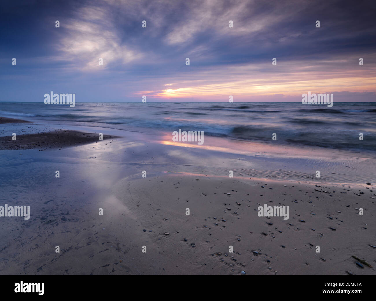 Lake Huron sandy shore beautiful sunset nature scenery. Pinery ...